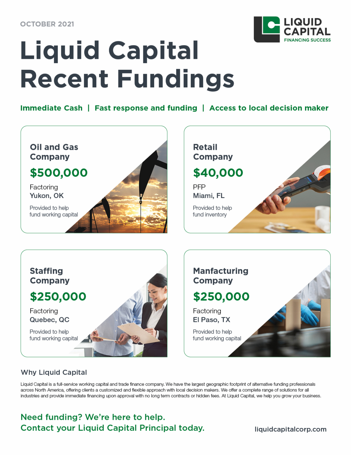 Recent Business Fundings - Liquid Capital - US and Canada