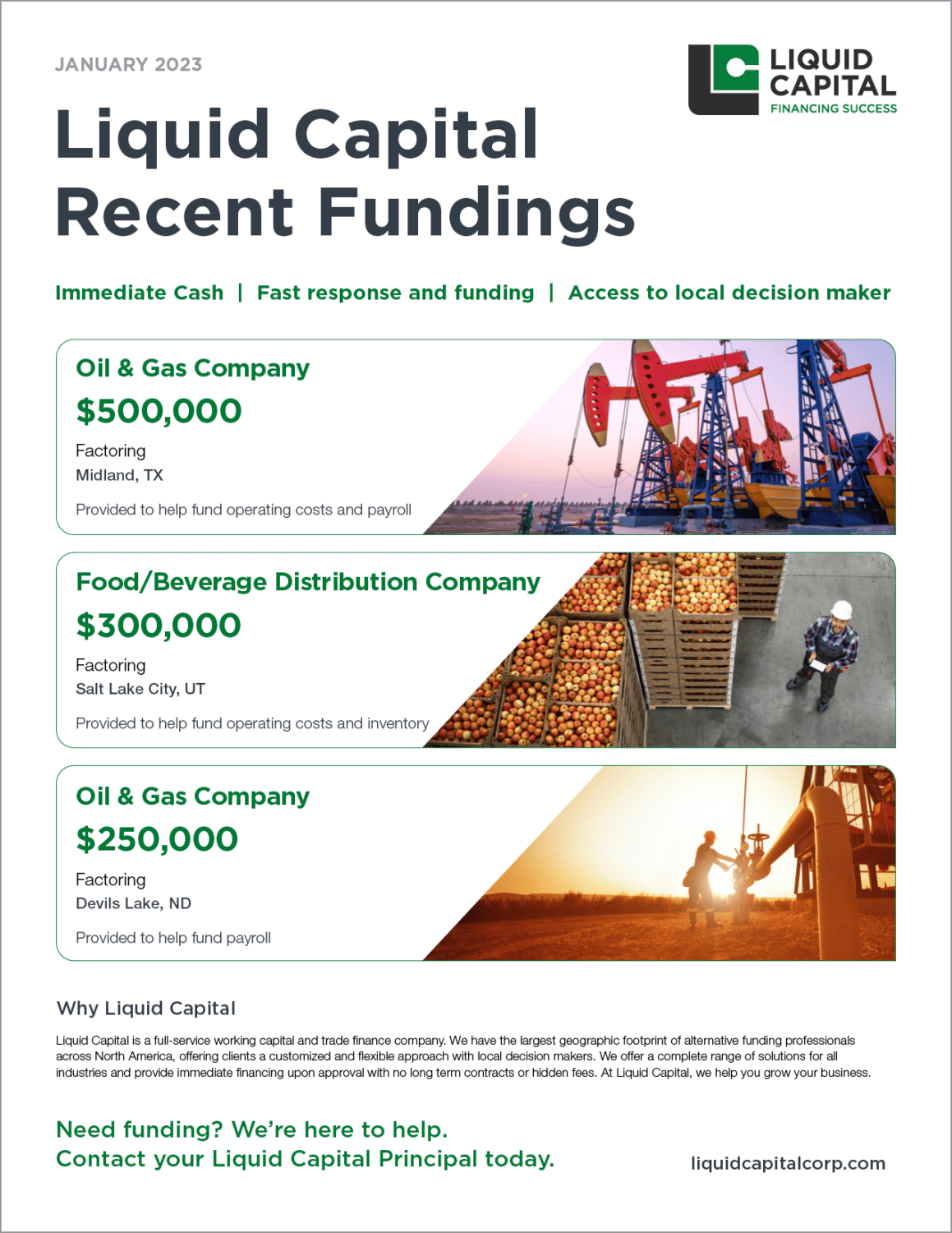 Recent Business Fundings - Liquid Capital - US and Canada