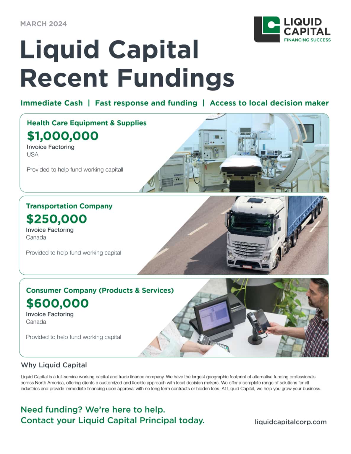 Recent Business Fundings - Liquid Capital - US and Canada